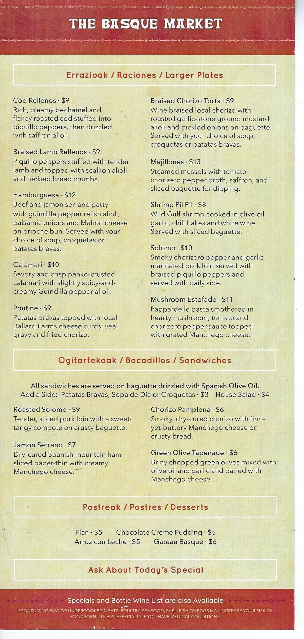 Dine-In | The Basque Market